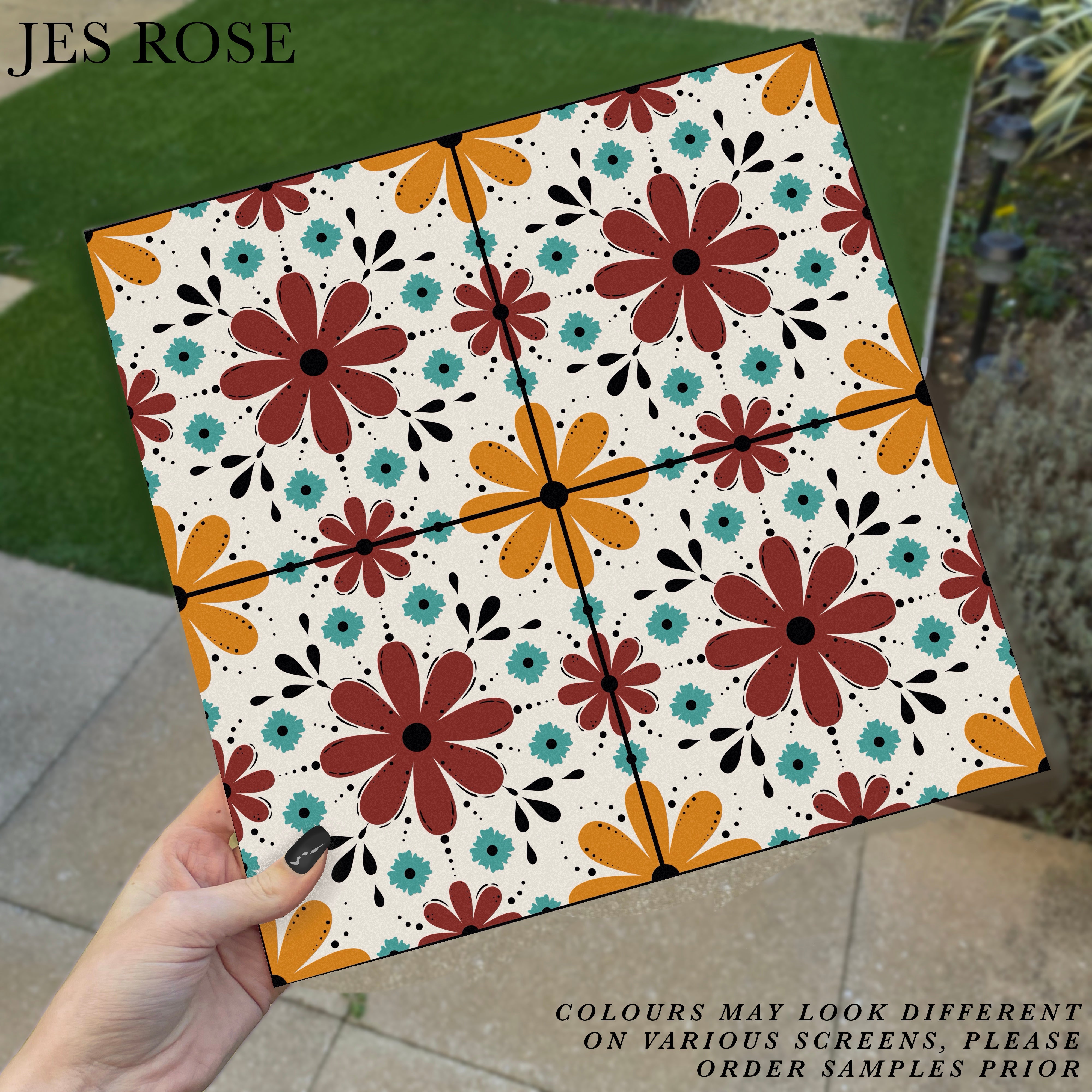 Floral Retro Premium Peel & Stick Tiles – Jes Rose