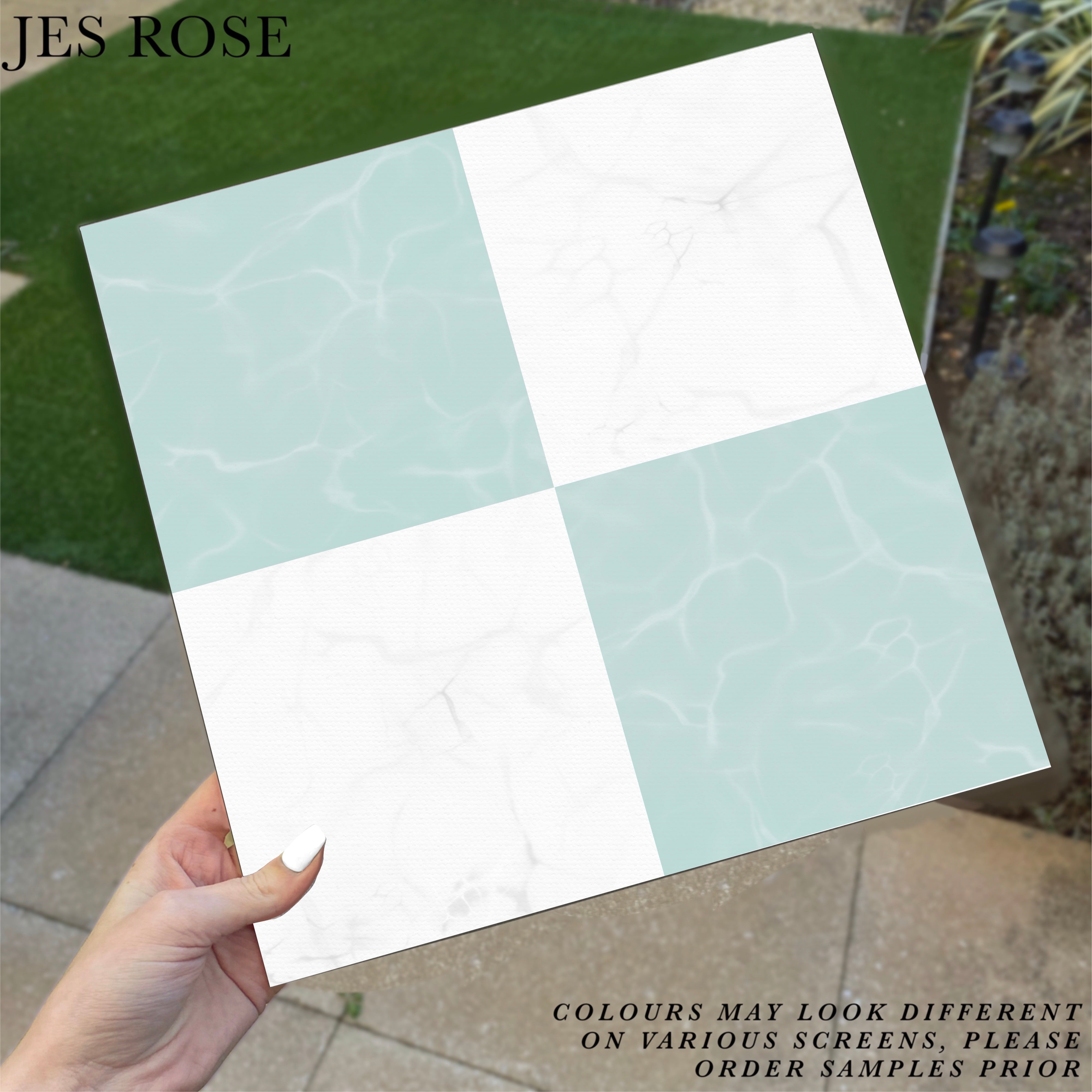 Mint Marble Checked Premium Peel & Stick Tiles – Jes Rose